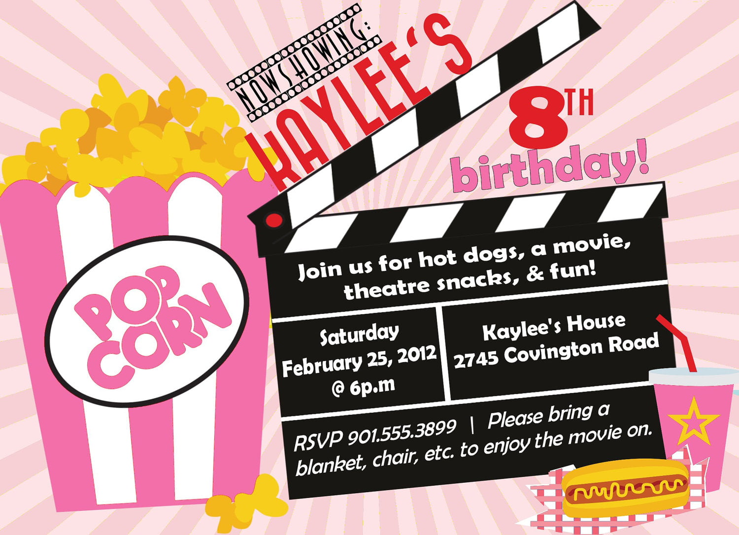 Movie Birthday Party Invitations | FREE Printable Invitation Templates ...