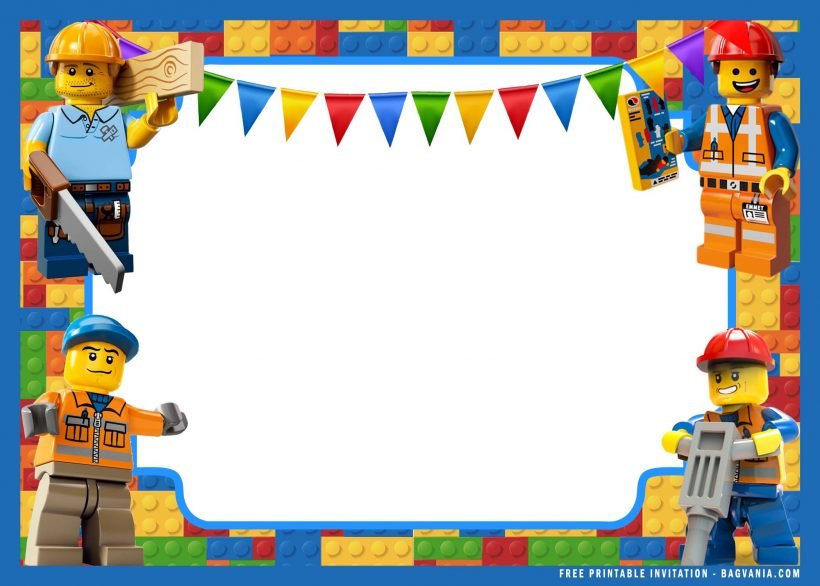 (FREE Printable) - Cute Building Blocks Baby Shower Invitation Templates