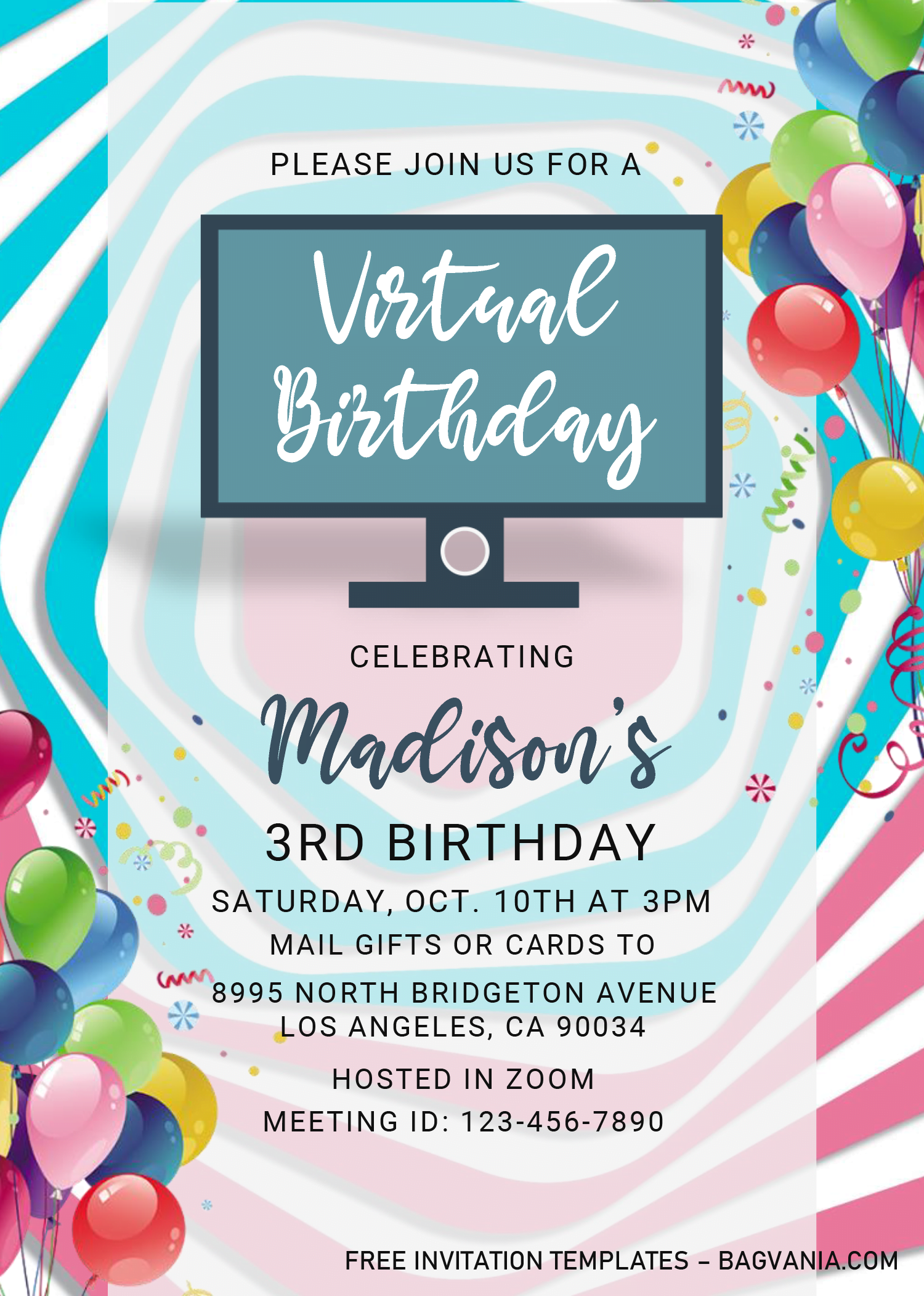 Virtual Party Invitation Templates - Editable With Microsoft Word