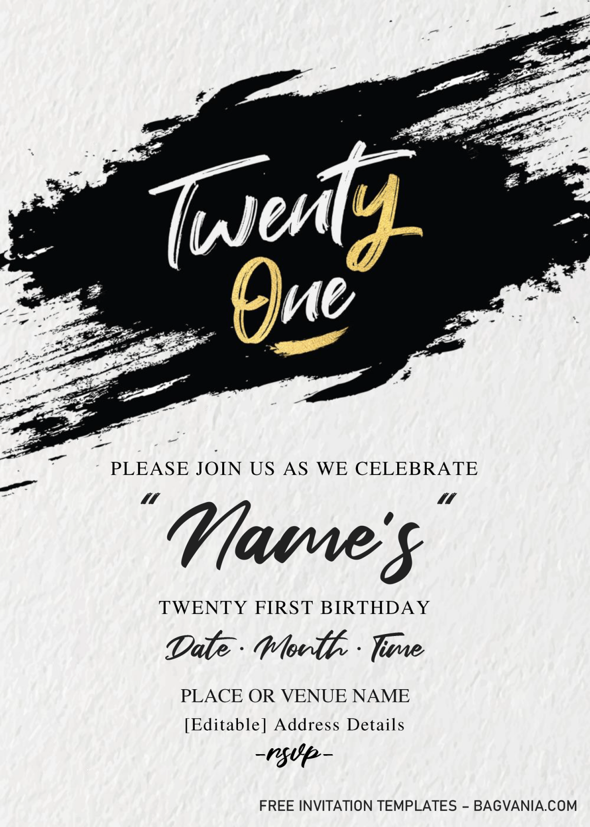 Modern 21st Birthday Invitation Templates - Editable With Microsoft Word