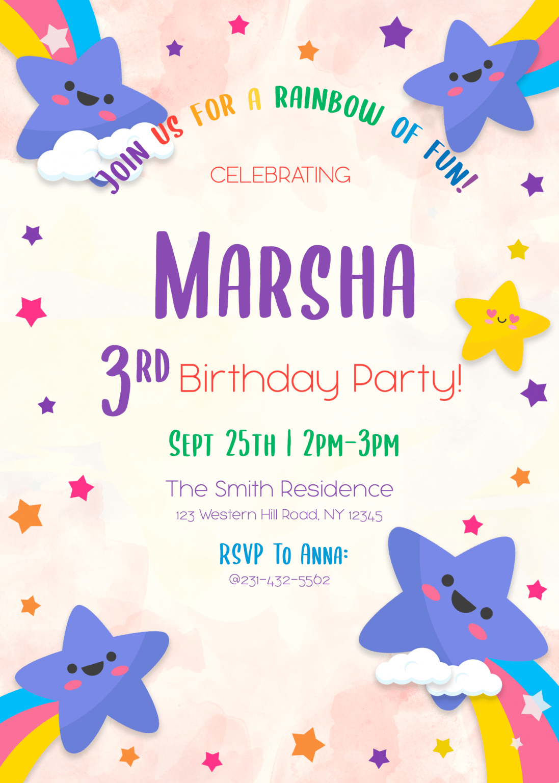 11+ Colorful Rainbow Invitation Card Templates For A Whimsical Birthday ...