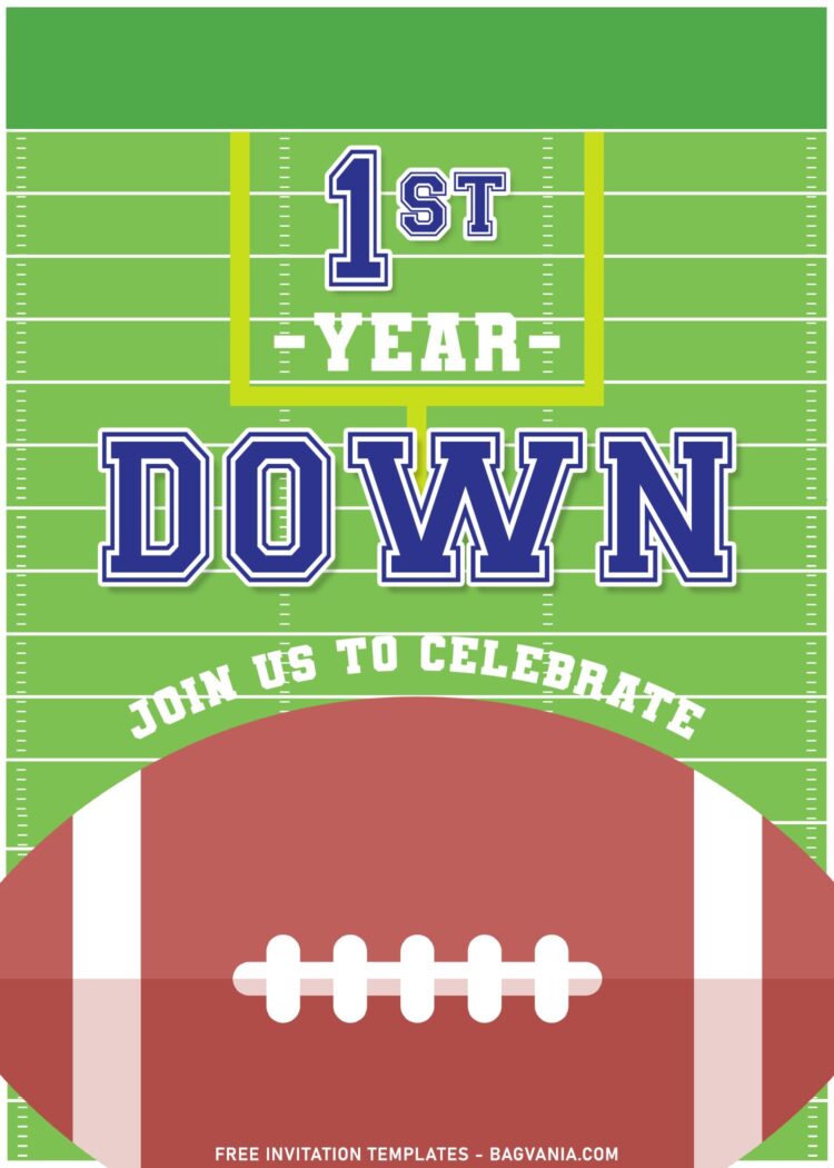 10+ First Year Down Football Themed First Birthday Invitation Templates