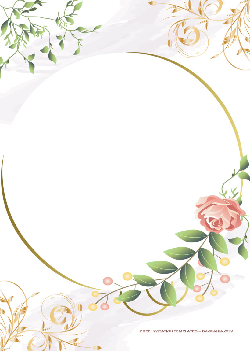 8+ Circle Of Floral Gold Wedding Invitation Templates