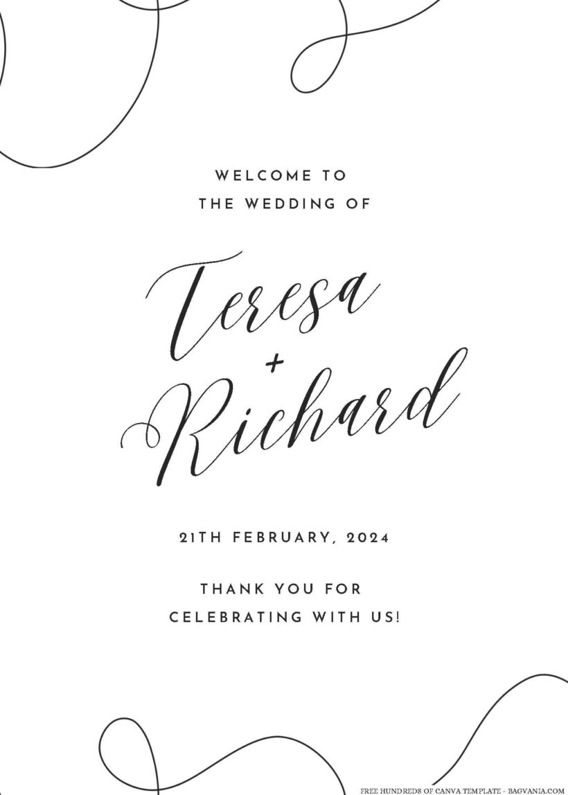 16+ Abstract Line Art Circle Frame Canva Wedding Invitation Templates