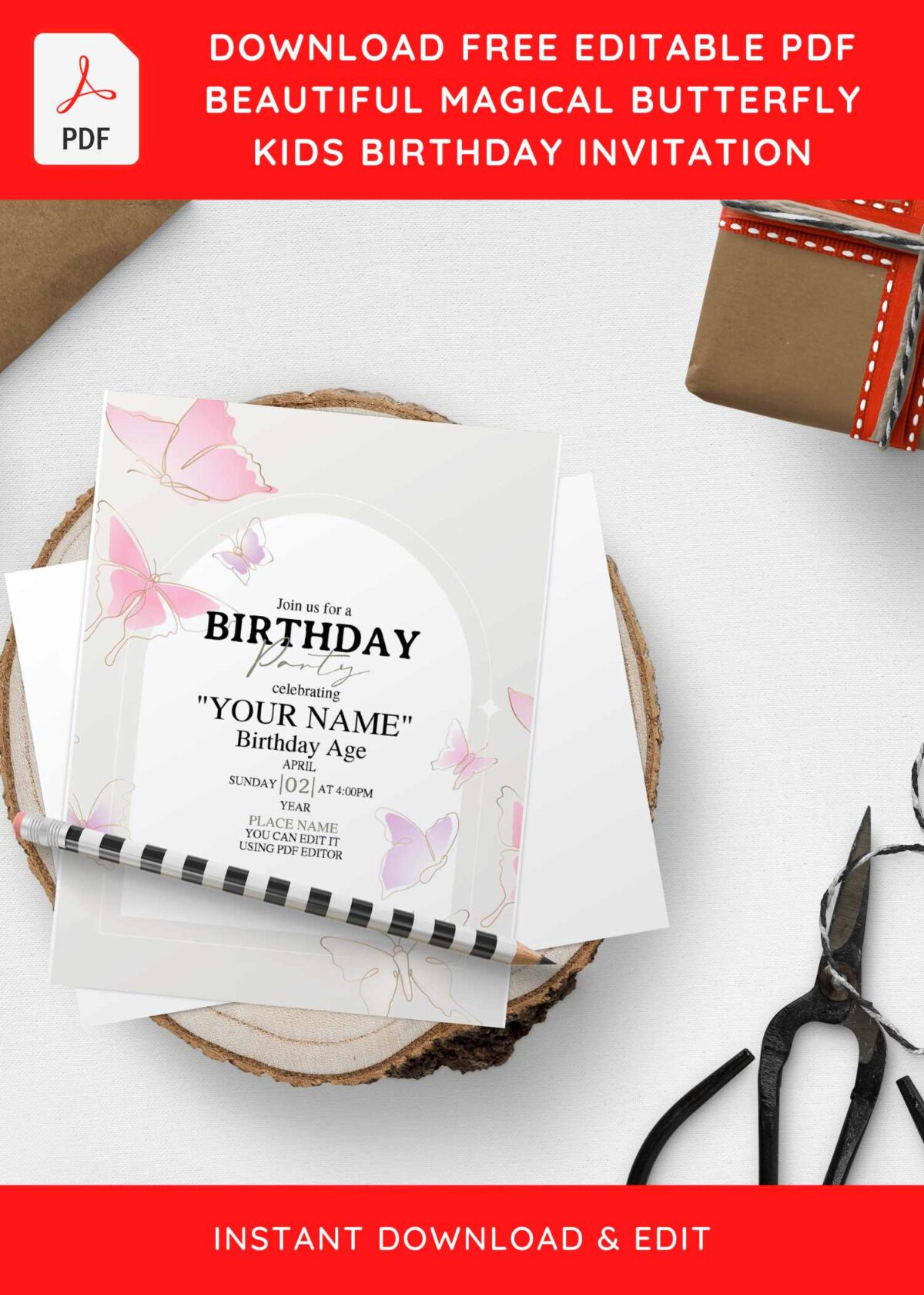 (Free Editable PDF) Enchanting Butterfly Birthday Invitation Templates