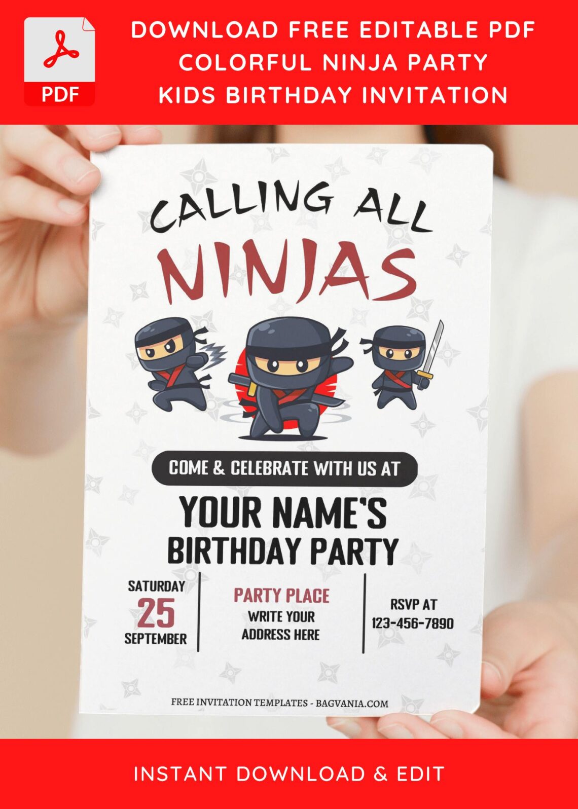 (Free Editable PDF) Super Fun Ninja Kids Birthday Invitation Templates