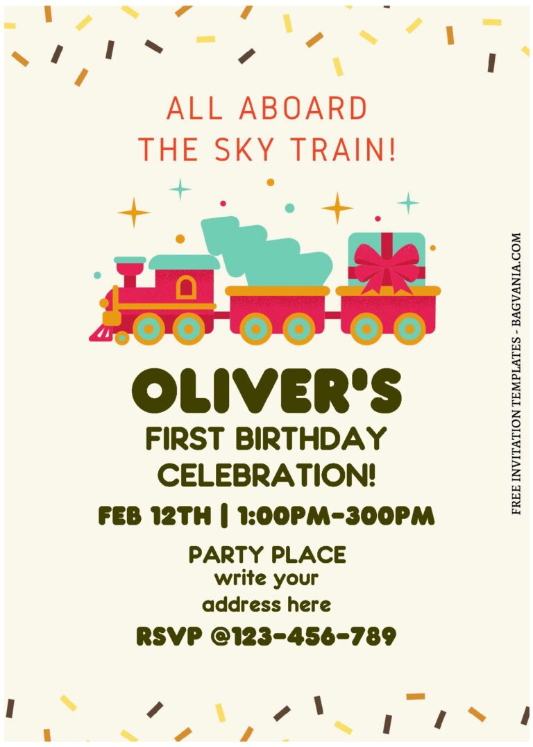 (Free Editable PDF) Colorful Birthday Train Invitation Templates