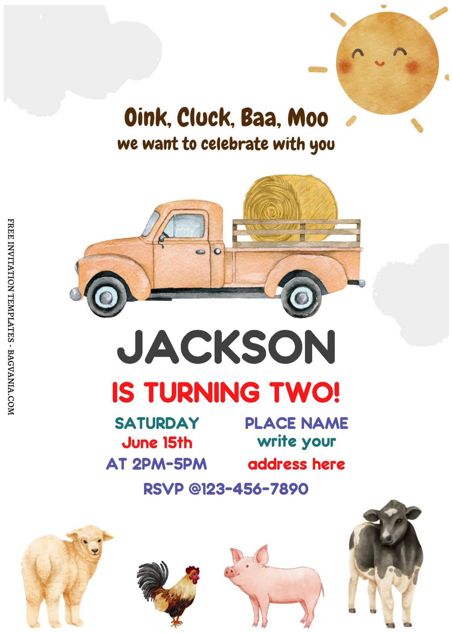 (Free Editable PDF) Beautiful Watercolor Farm Birthday Invitation Templates