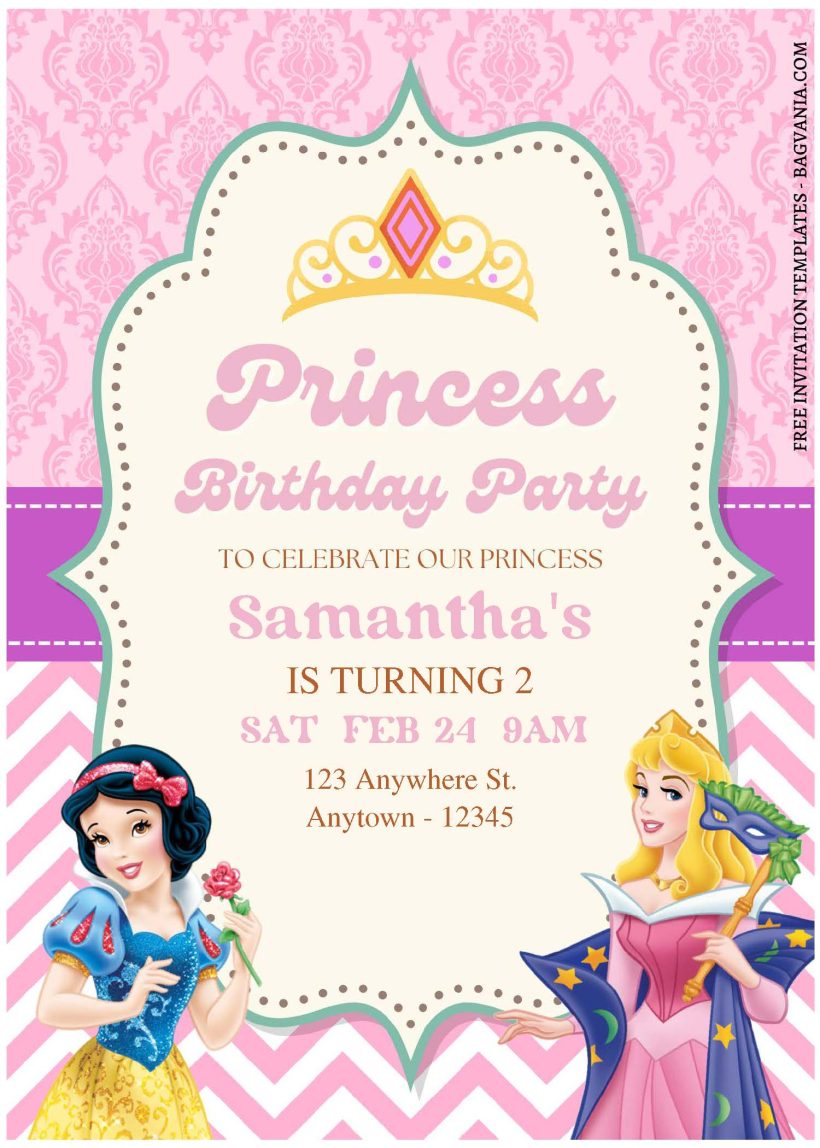 (Free Editable PDF) Disney Princess Party Magic Birthday Invitation ...