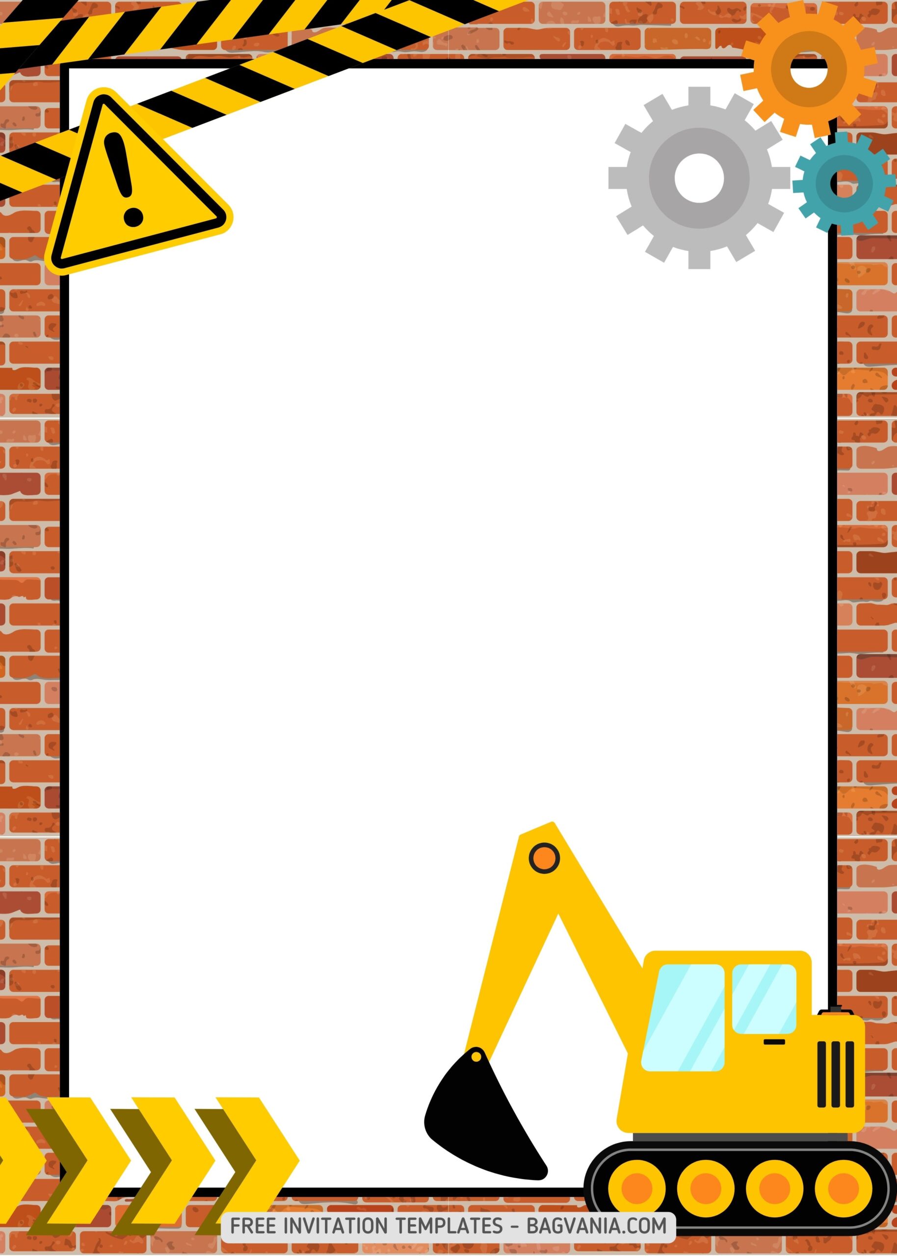 FREE Construction Themed Birthday Invitation Templates