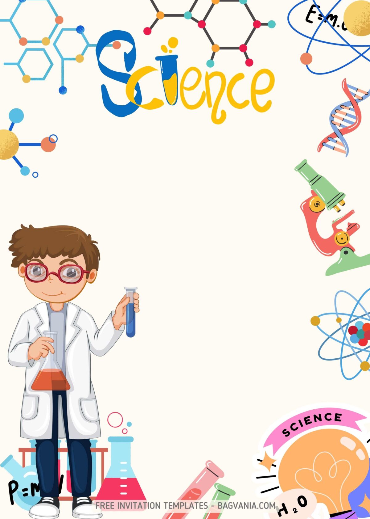 FREE DIY Science Lab Birthday Invitation Templates