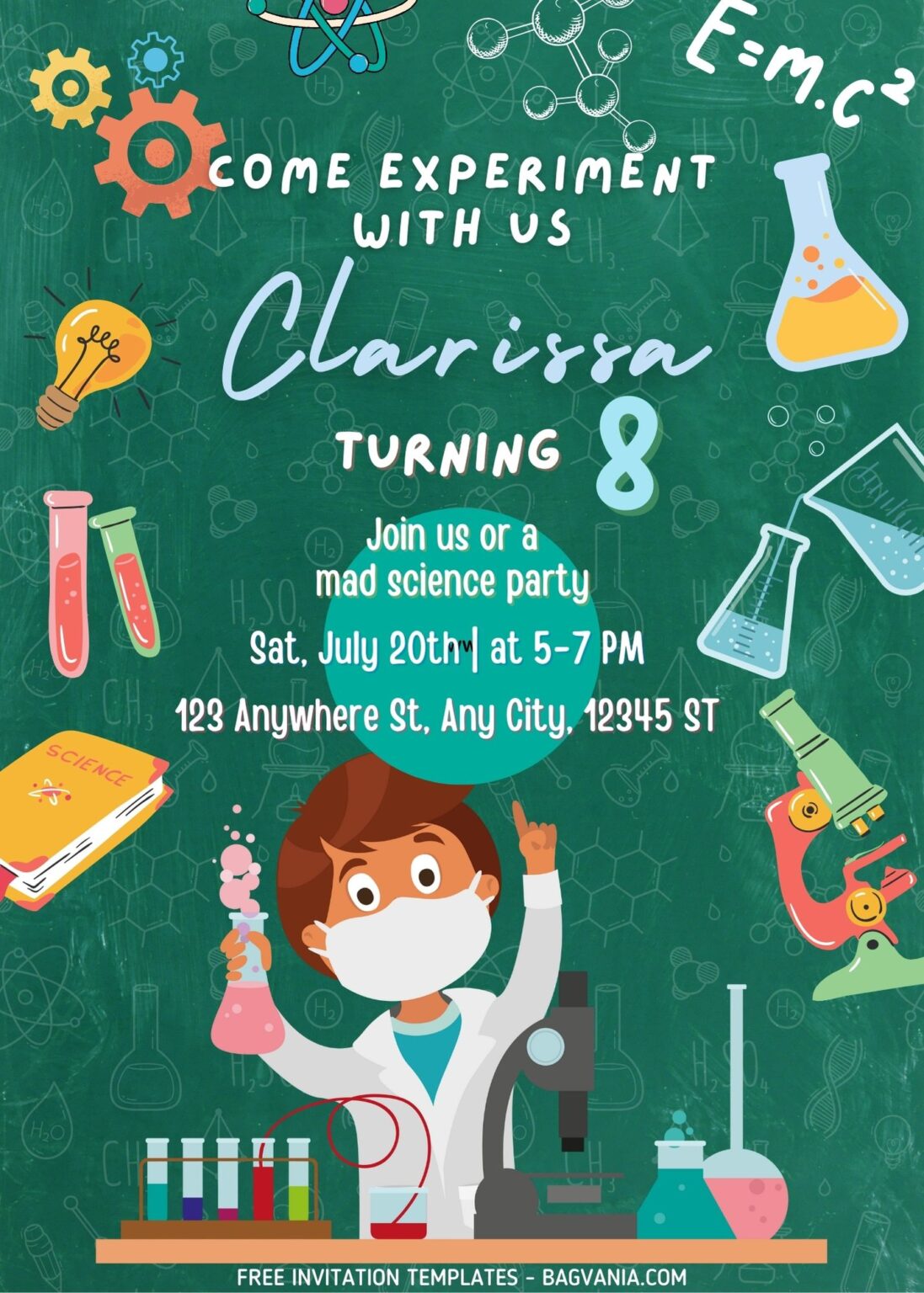 FREE Mad Scientist Birthday Invitation Templates