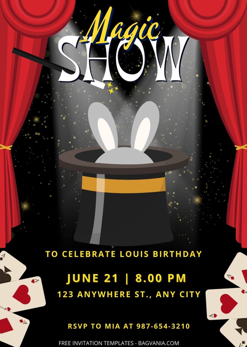 FREE Magic Show Birthday Invitation Templates