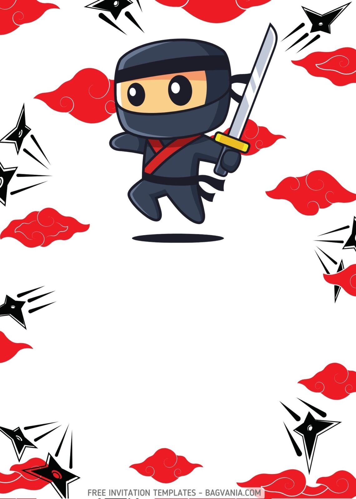 FREE Ninja Warrior Birthday Invitation Templates