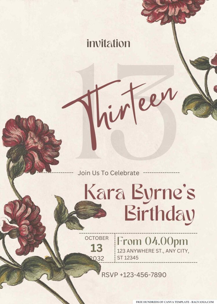 16+ Vintage Floral Postcard Birthday Invitation Templates