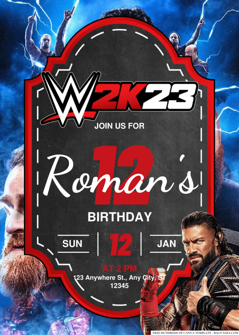 (Easily Edit PDF Invitation) WWE Birthday Invitation