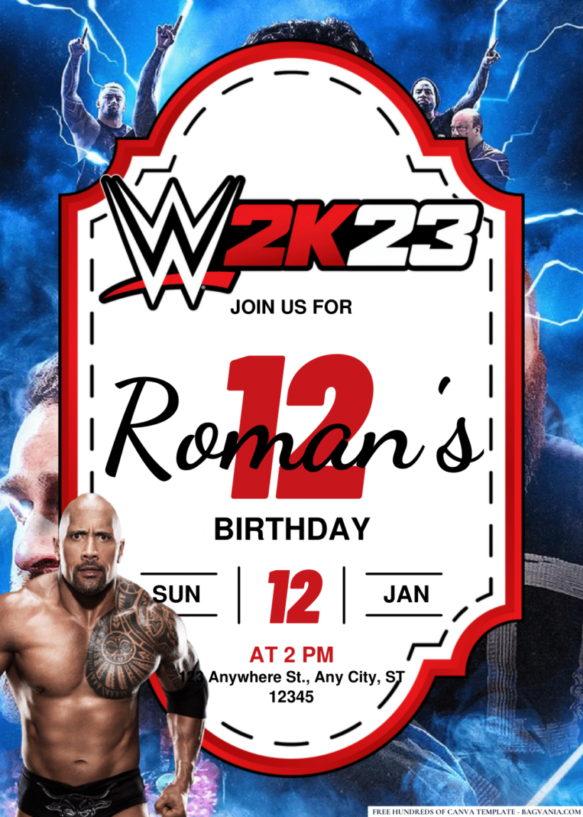(Easily Edit PDF Invitation) WWE Birthday Invitation