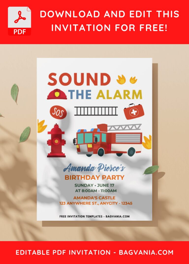 (Easily Edit PDF Invitation) Sound The Alarm Firefighter Birthday ...