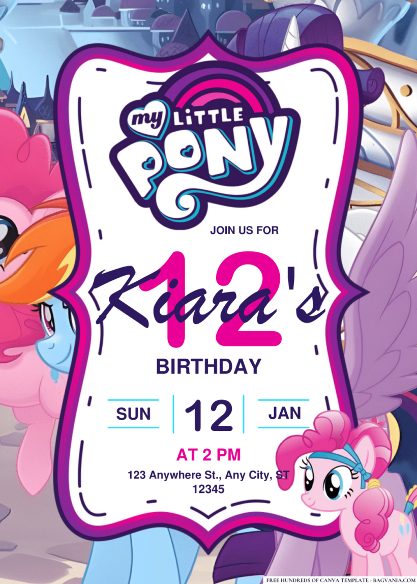 (Easily Editable PDF Invitation) My Little Pony Birthday Invitation