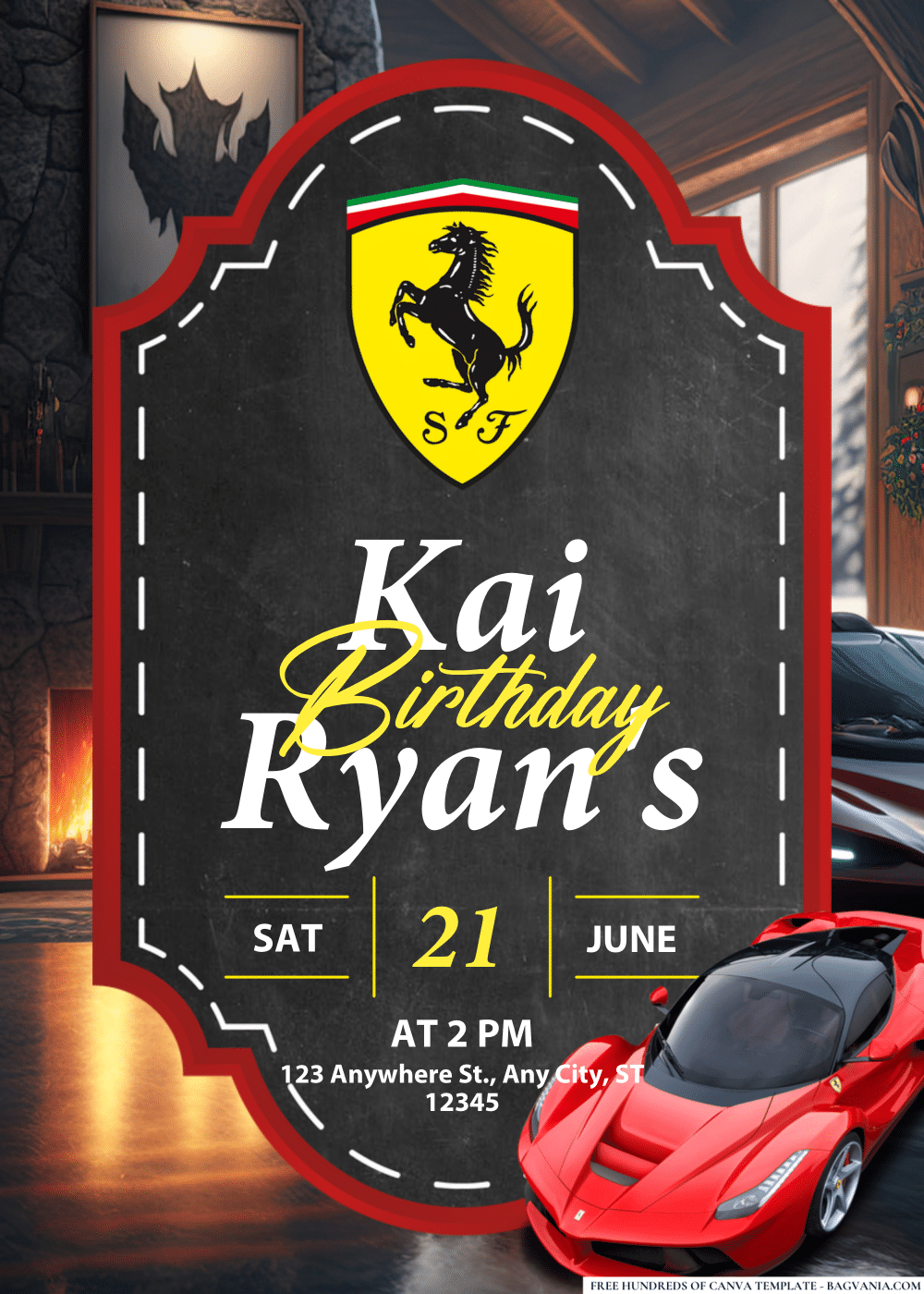 (Easily Edit PDF Invitation) Ferrari Birthday Invitation