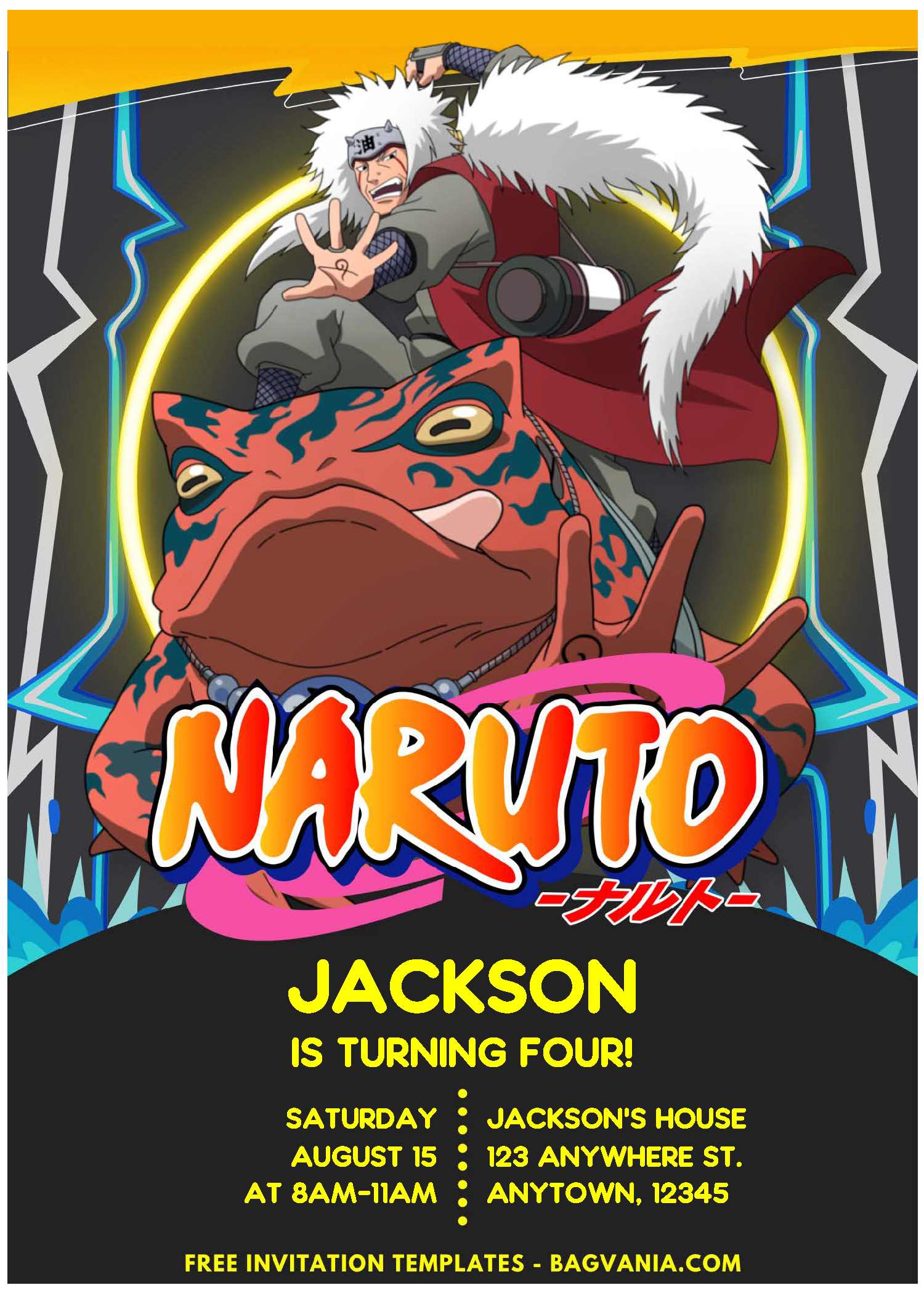 (Easily Edit PDF Invitation) Naruto Shippuden Birthday Invitation