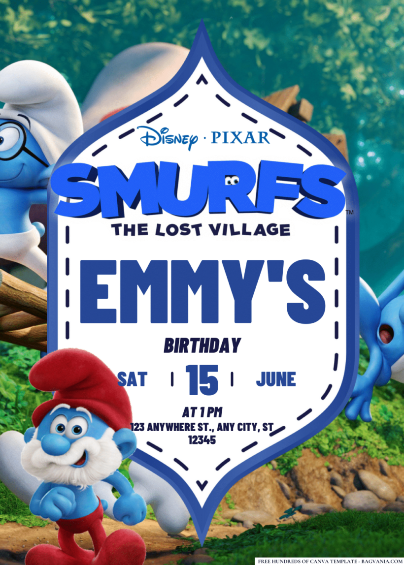 FREE PDF Invitation - Smurfs: The Lost Village Birthday Invitations