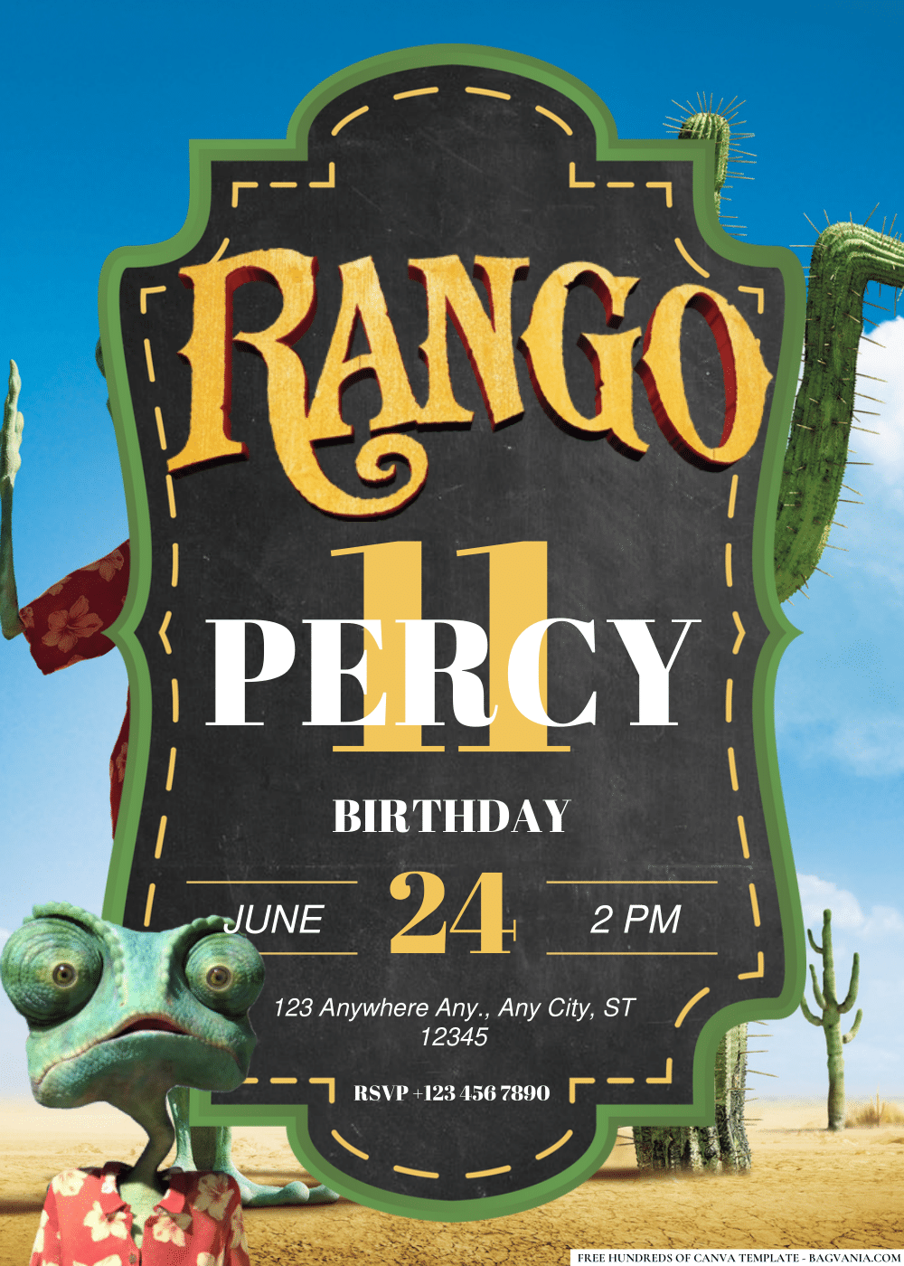 FREE PDF Invitation - Rango Birthday Invitations