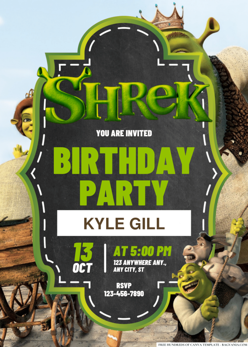 FREE PDF Invitation - Shrek Birthday Invitations