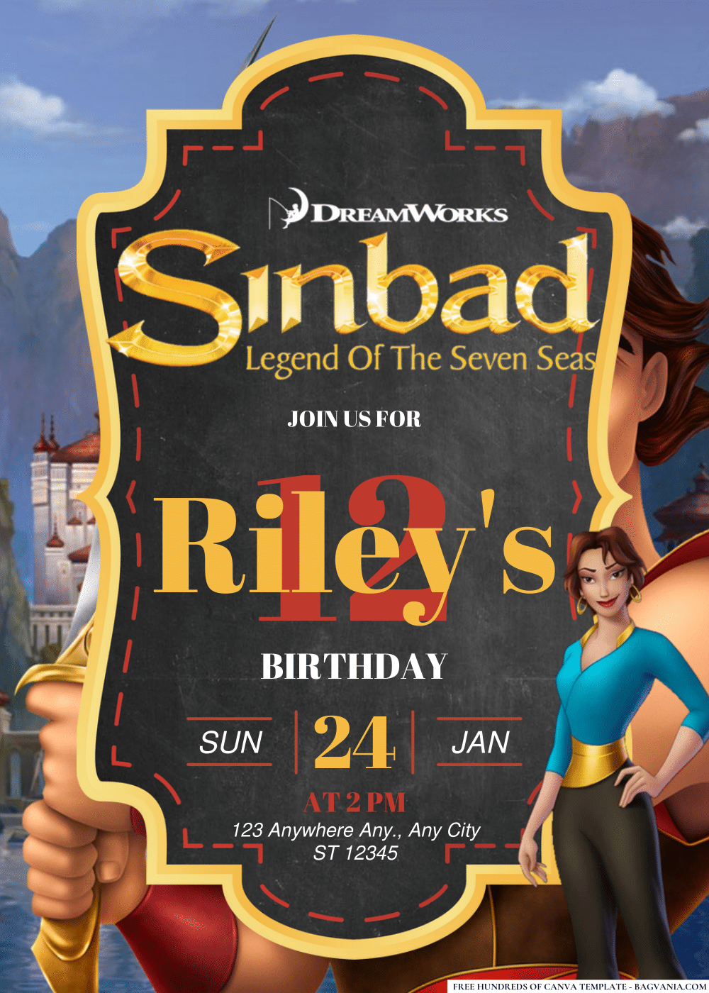 FREE PDF Invitation - Sinbad: Legend of the Seven Seas Birthday Invitations