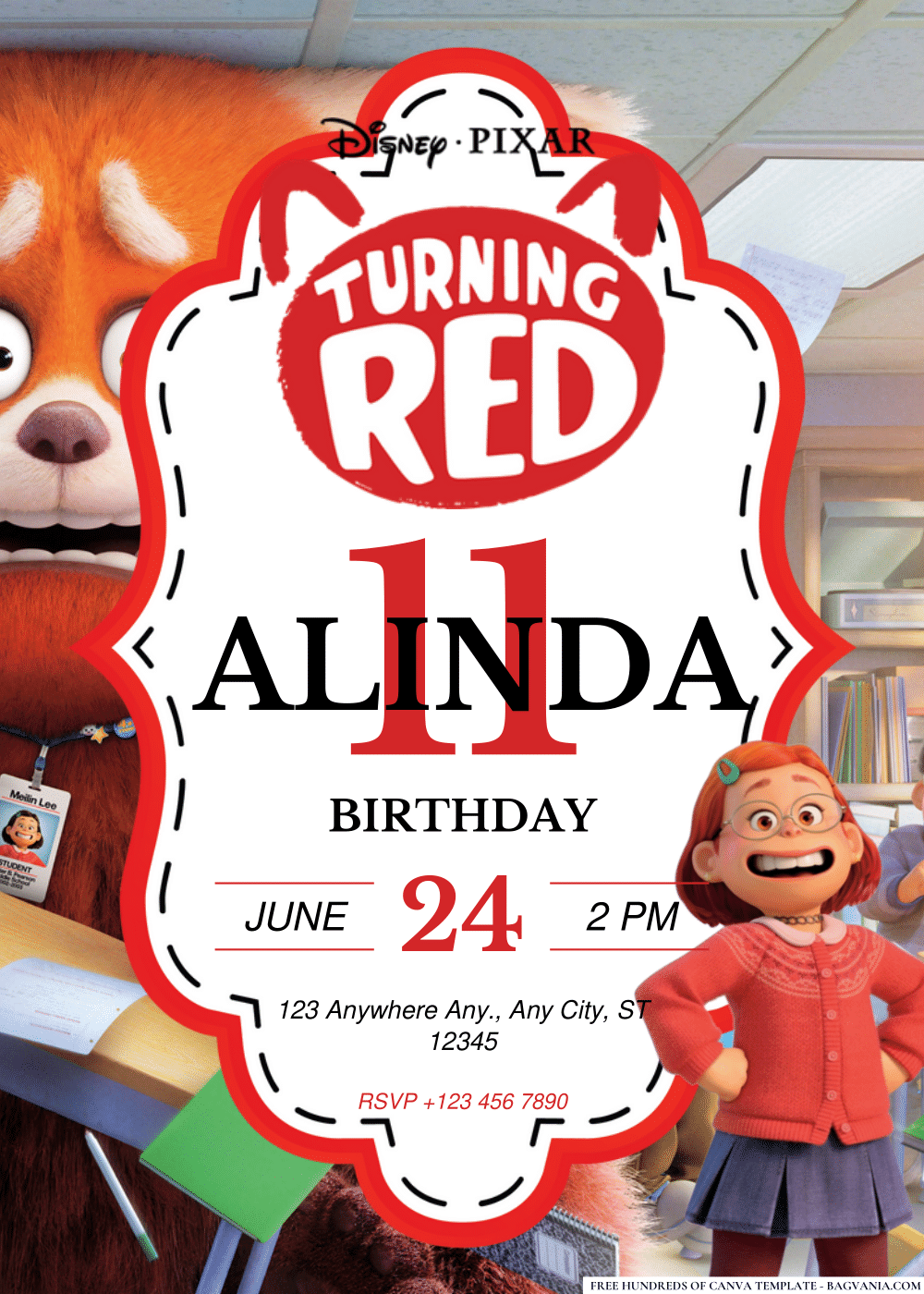 FREE PDF Invitation - Turning Red Birthday Invitations