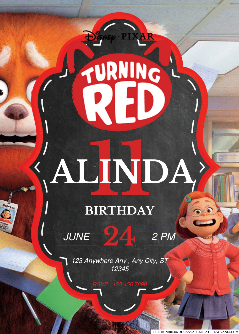 FREE PDF Invitation - Turning Red Birthday Invitations