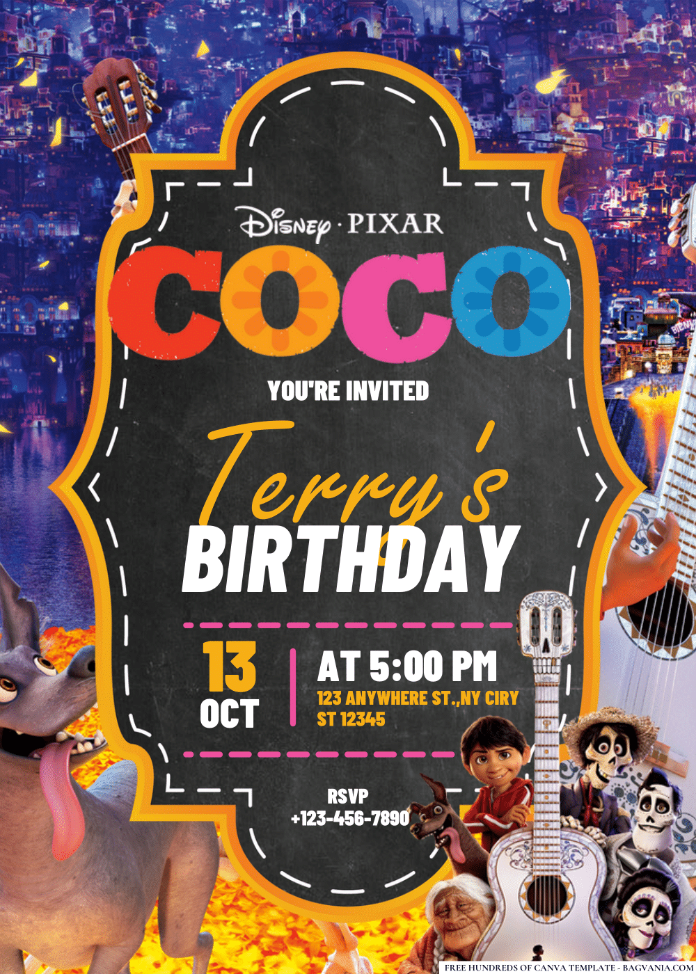 FREE PDF Invitation - Disney Coco Birthday Invitations