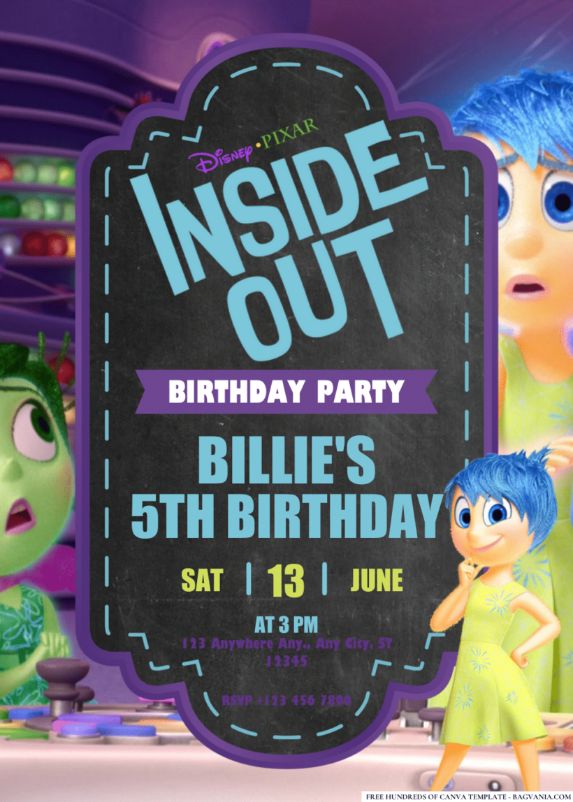 FREE PDF Invitation - Inside Out Birthday Invitations