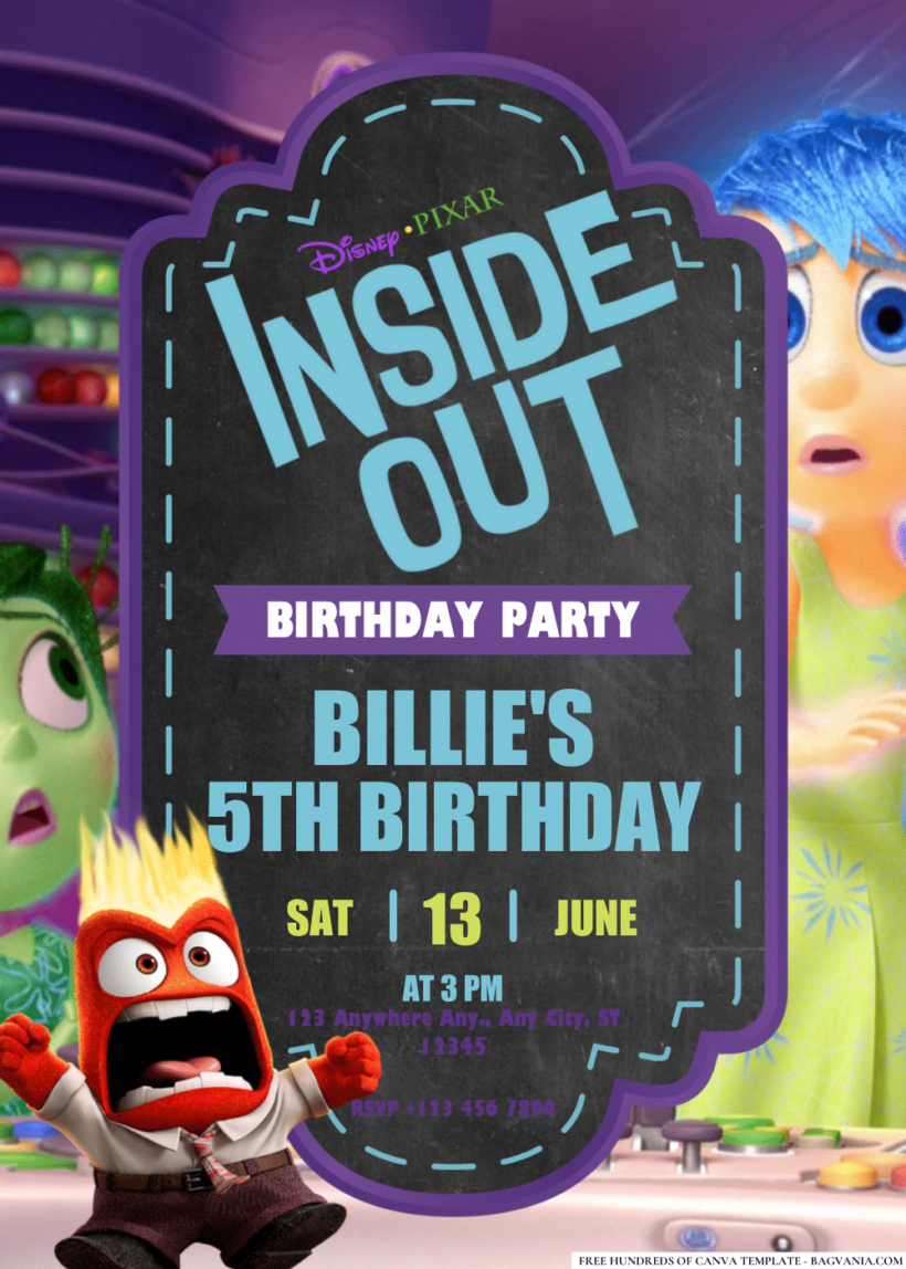 FREE PDF Invitation - Inside Out Birthday Invitations