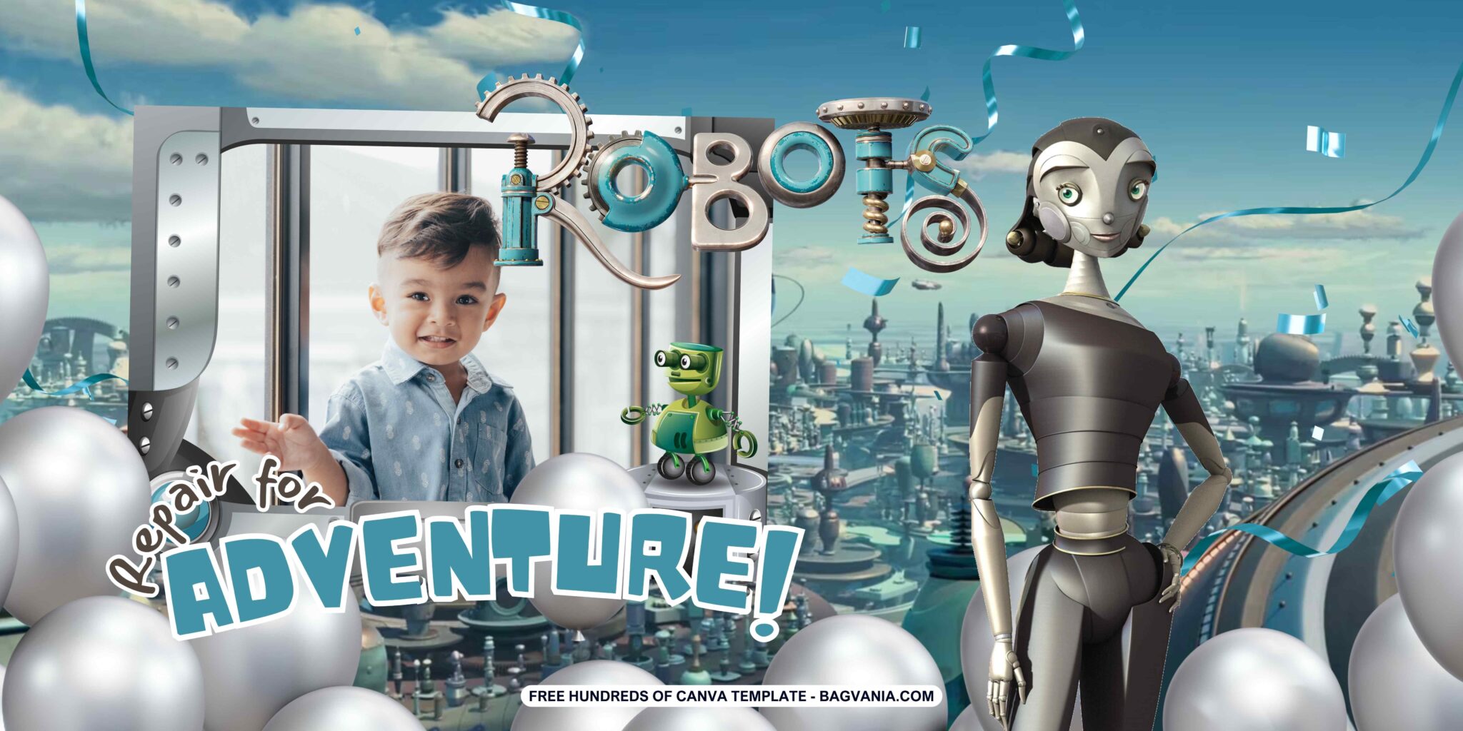 FREE Download Robots Birthday Banner