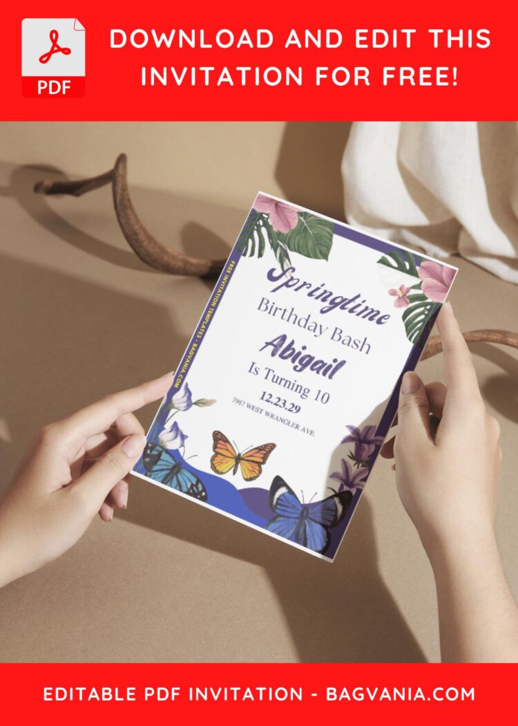 (Easily Edit PDF Invitation) Gentle Spring Garden Birthday Invitation