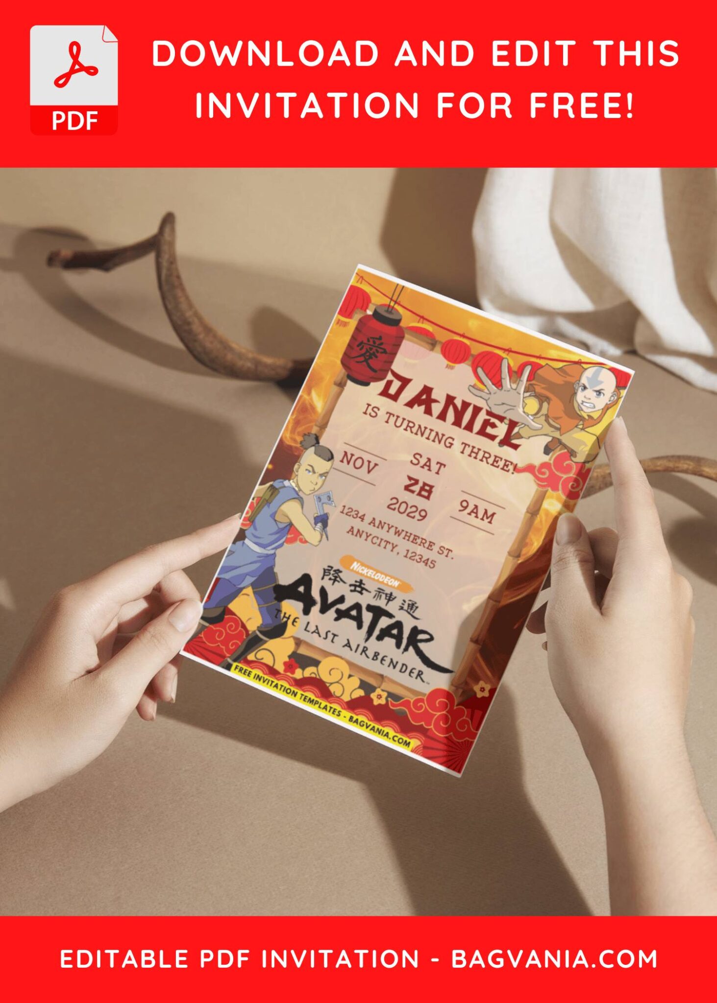 (Easily Edit PDF Invitation) Awesome Avatar Themed Birthday Invitation
