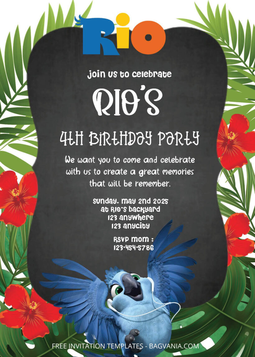 FREE PDF Invitation - Rio Birthday Invitation Templates