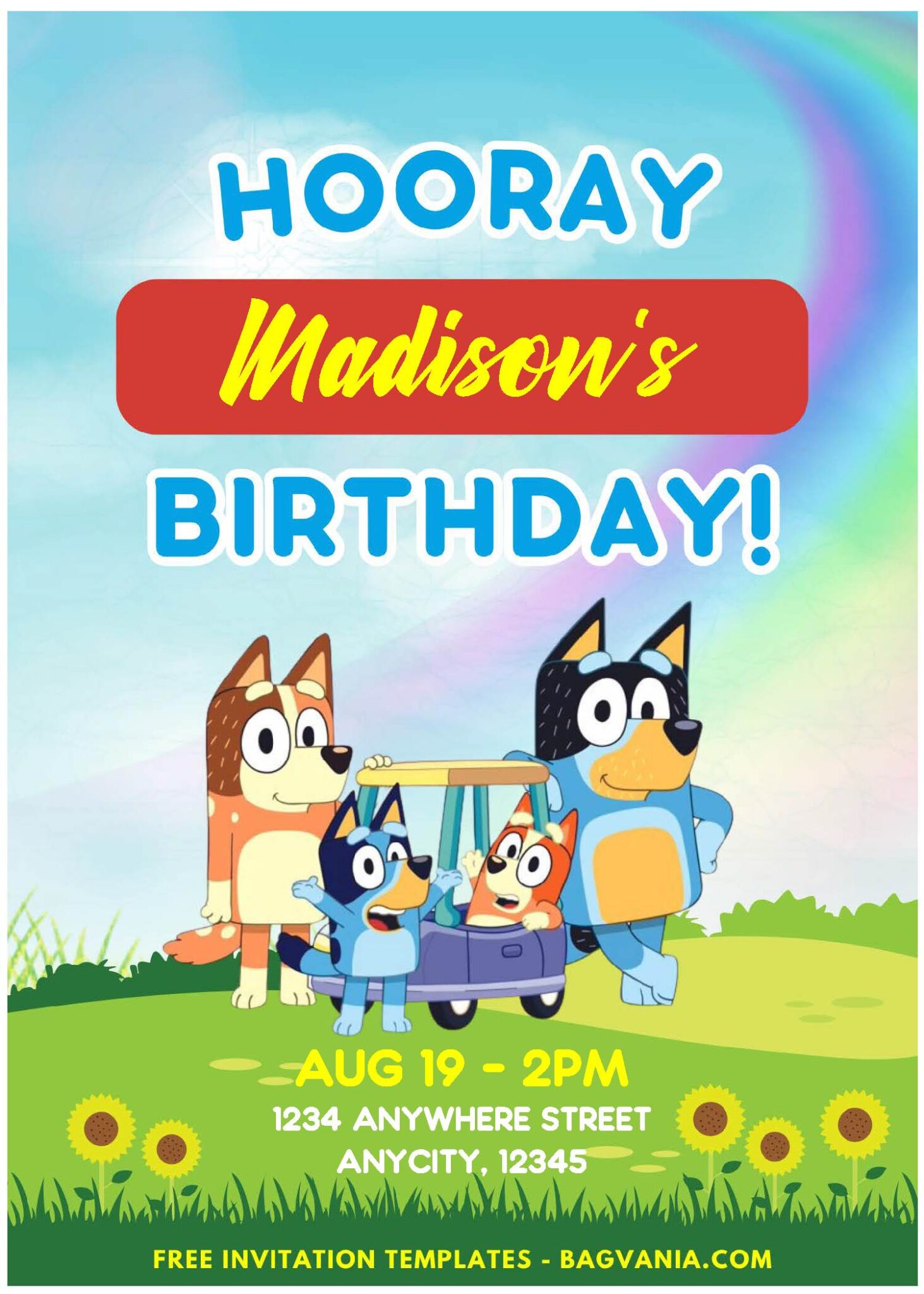 (Easily Edit PDF Invitation) Lovely Bluey Birthday Invitation