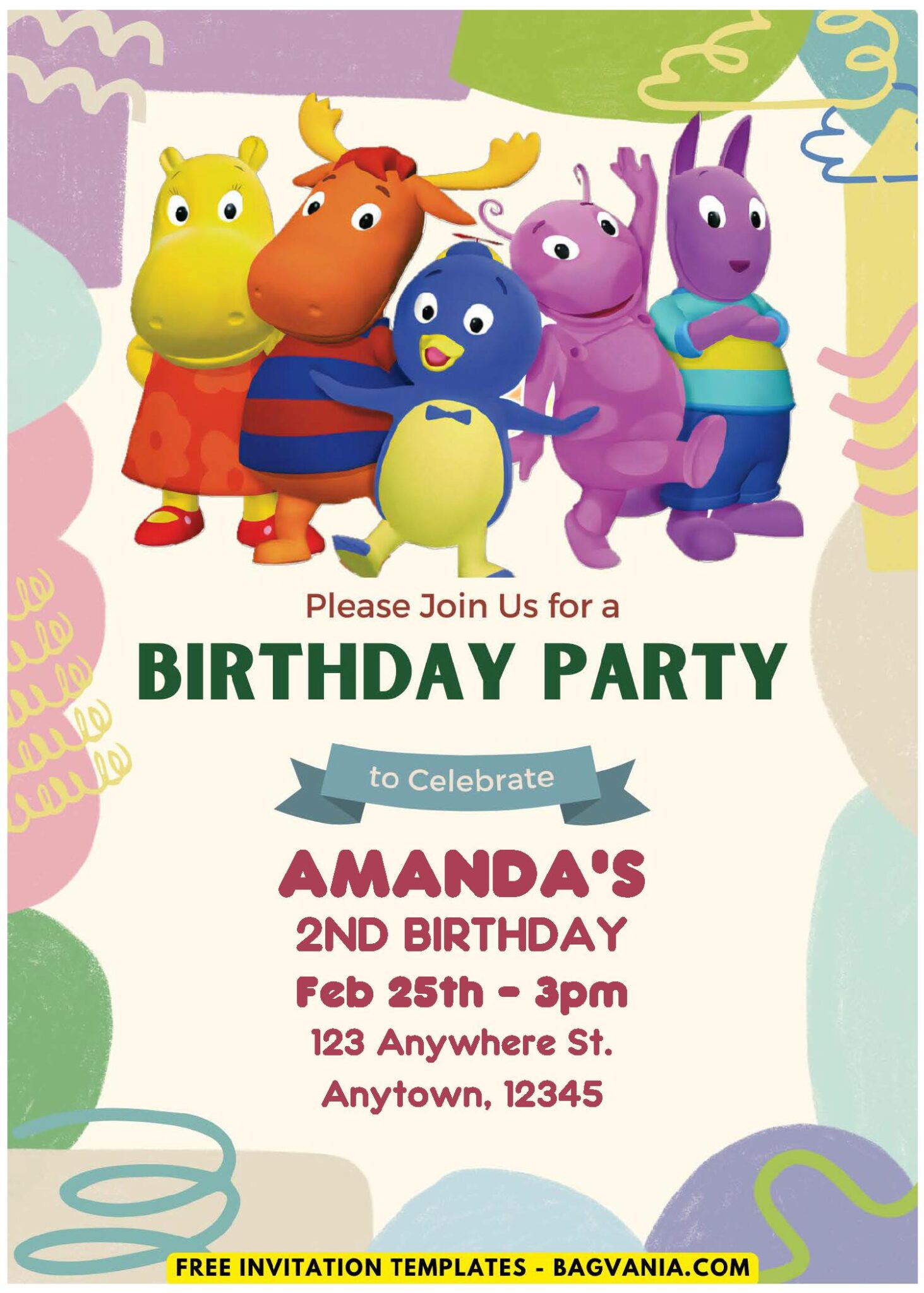 (Easily Edit PDF Invitation) Cute Backyardigans Birthday Invitation