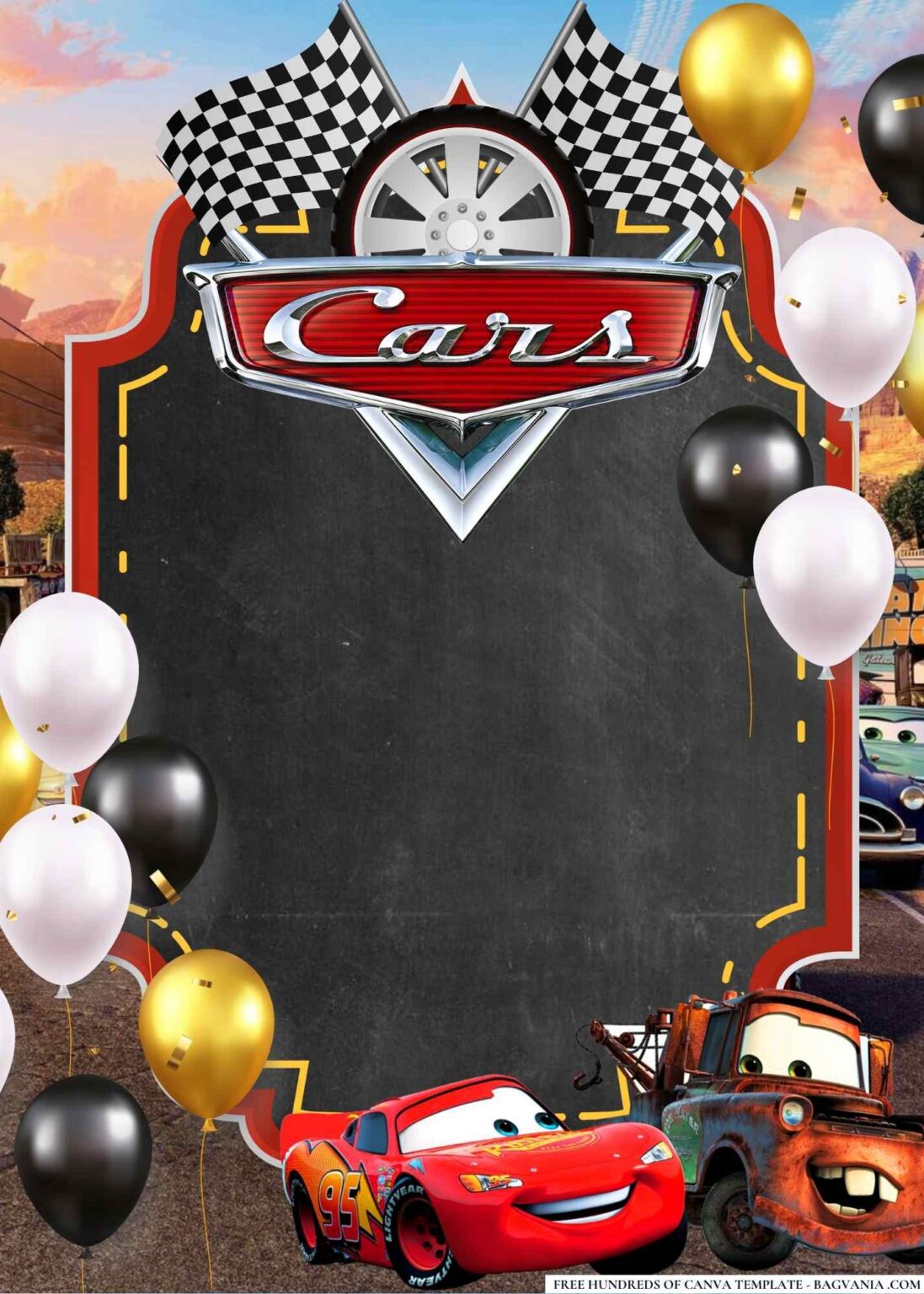 FREE Editable Disney Cars Birthday Invitations