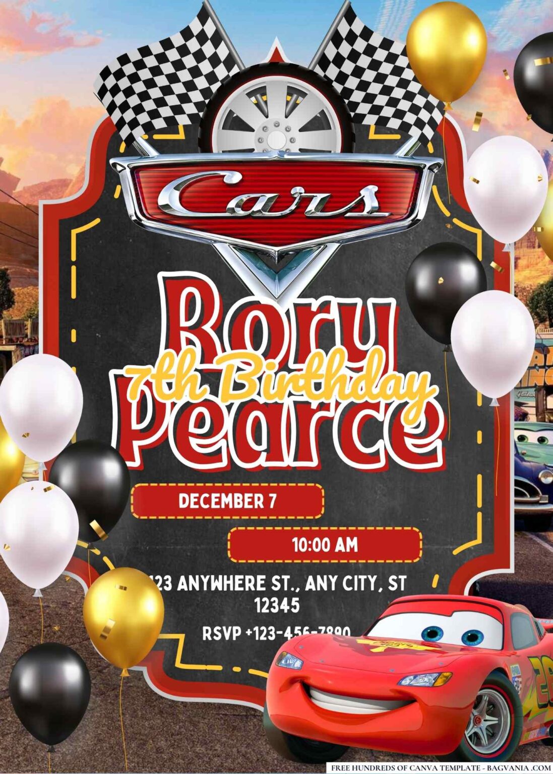 FREE Editable Disney Cars Birthday Invitations