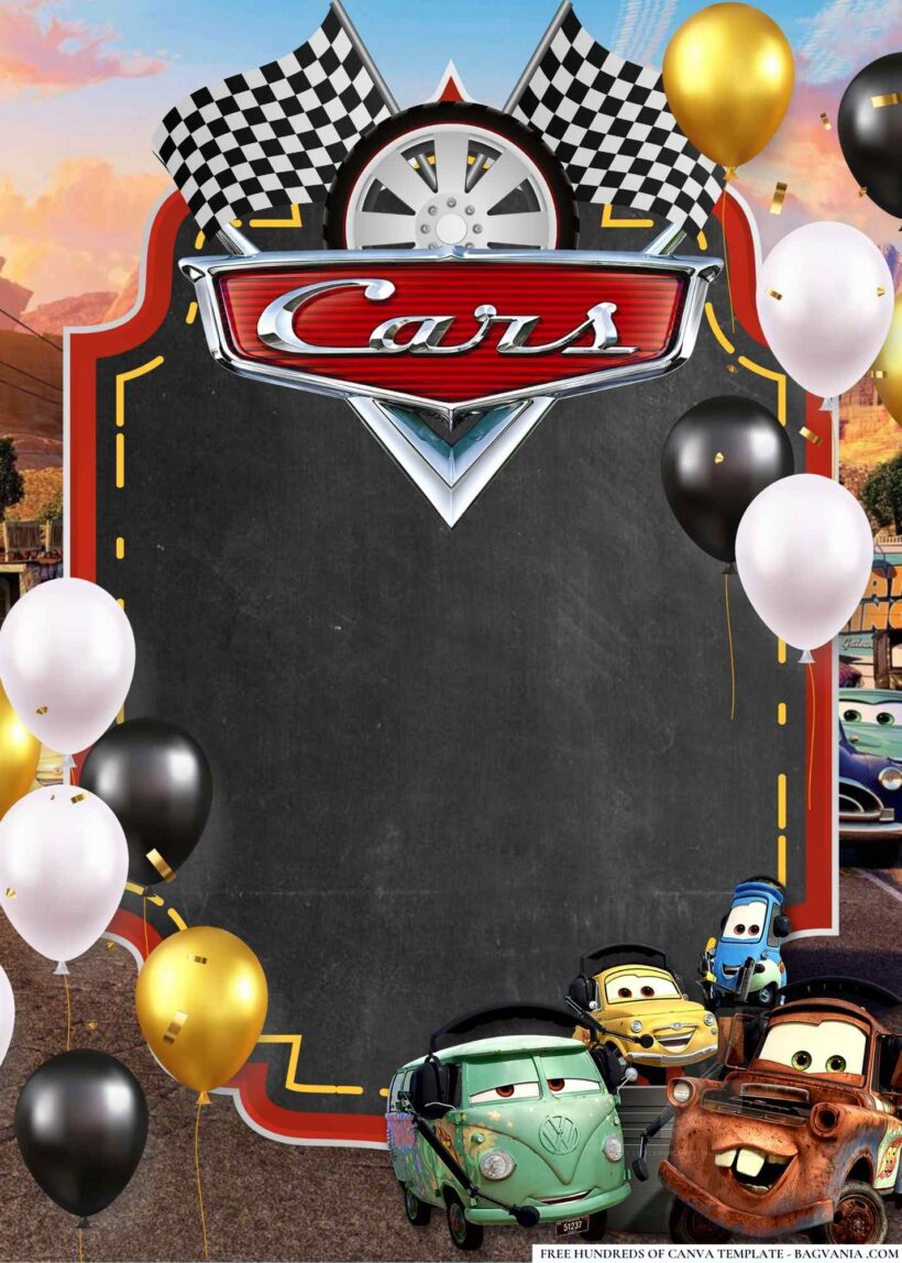 FREE Editable Disney Cars Birthday Invitations