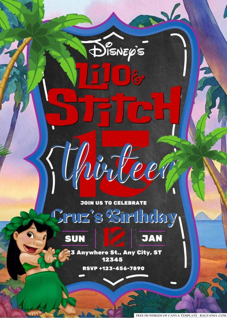 FREE Editable Lilo & Stitch Birthday Invitations