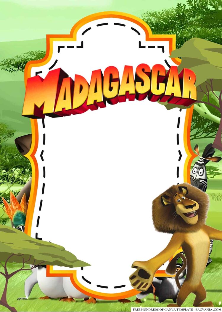 FREE Editable Madagascar Birthday Invitations