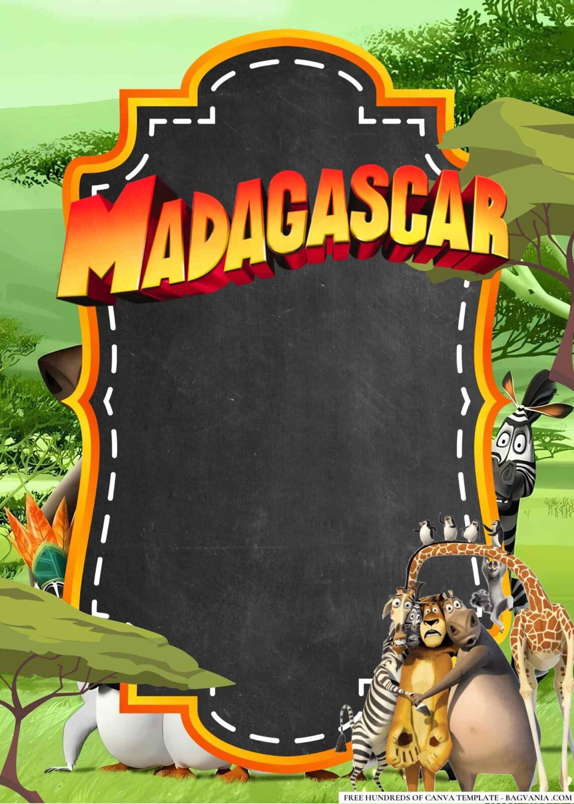 FREE Editable Madagascar Birthday Invitations