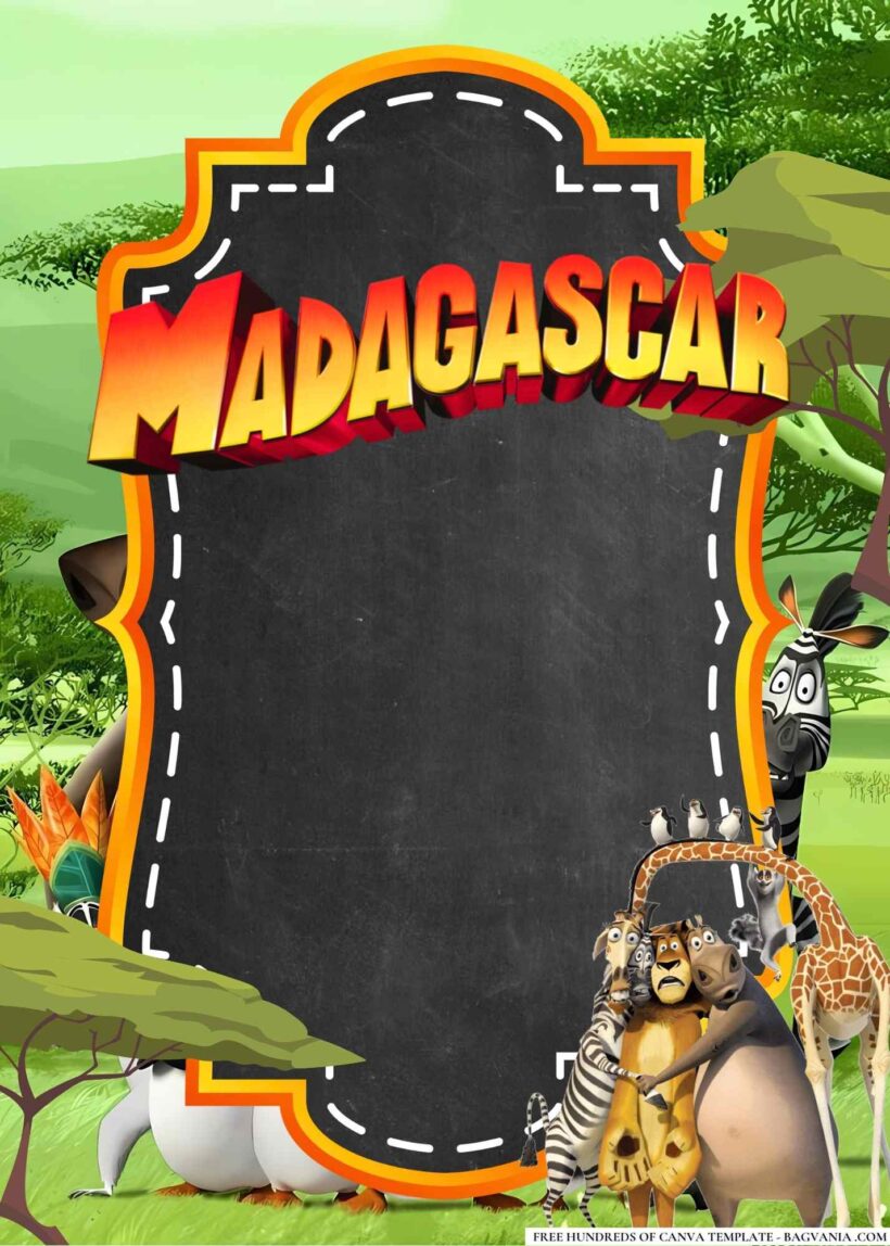FREE Editable Madagascar Birthday Invitations
