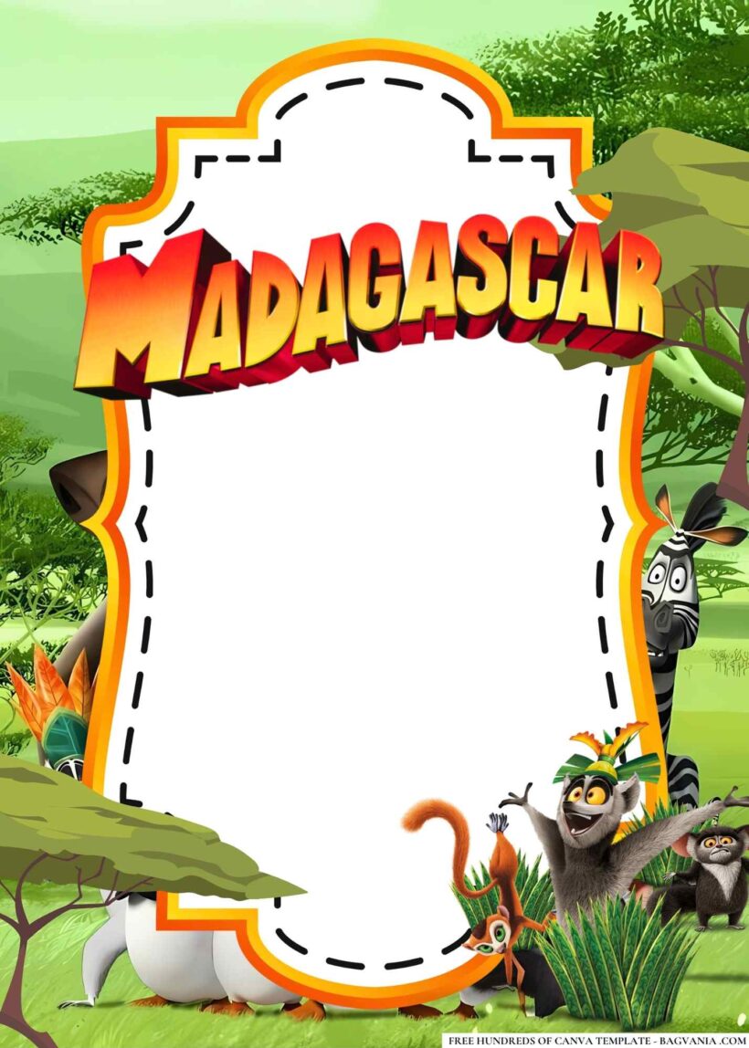 FREE Editable Madagascar Birthday Invitations
