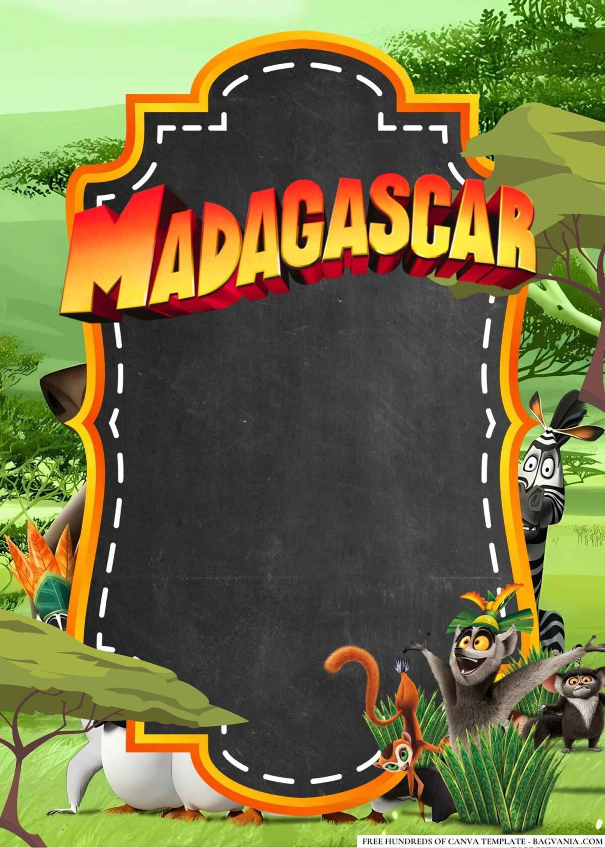 FREE Editable Madagascar Birthday Invitations