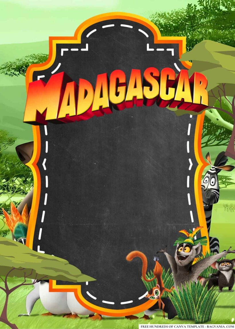 FREE Editable Madagascar Birthday Invitations